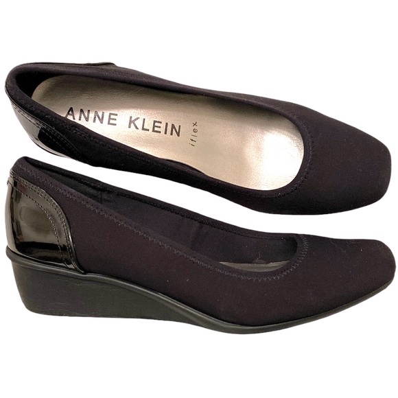 Anne Klein | Shoes | Anne Klein Iflex Shoes Wedges Wishes2 Black Patent ...